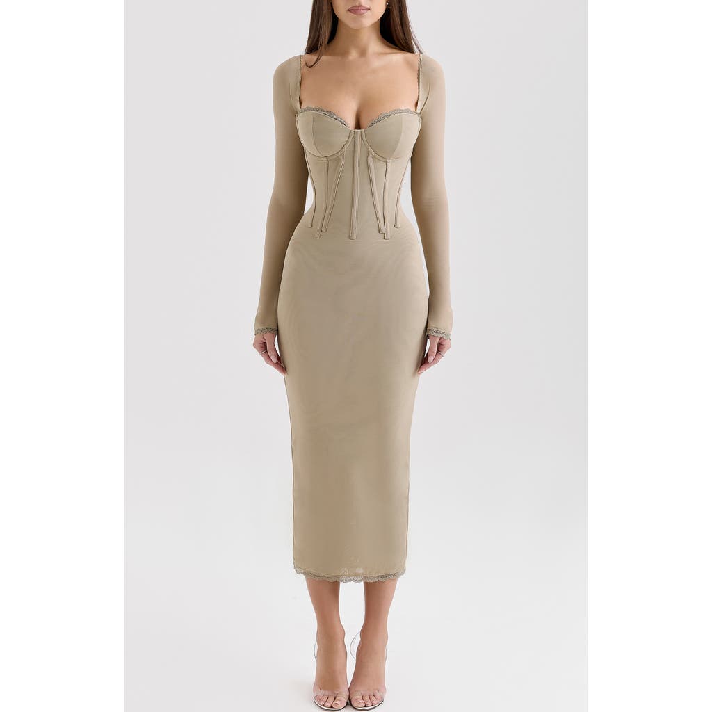 HOUSE OF CB HOUSE OF CB Saisha Long Sleeve Lace Midi Dress